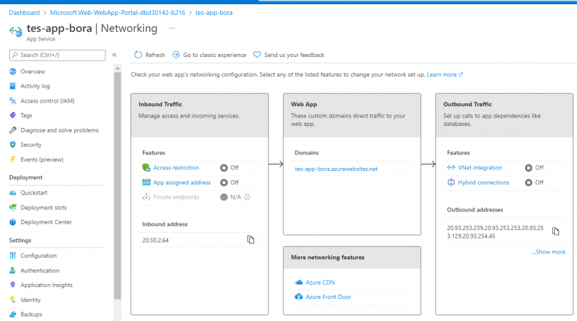 Azure App Service Outbound Statik Ip – Bora Arat Kişisel Web Blogu